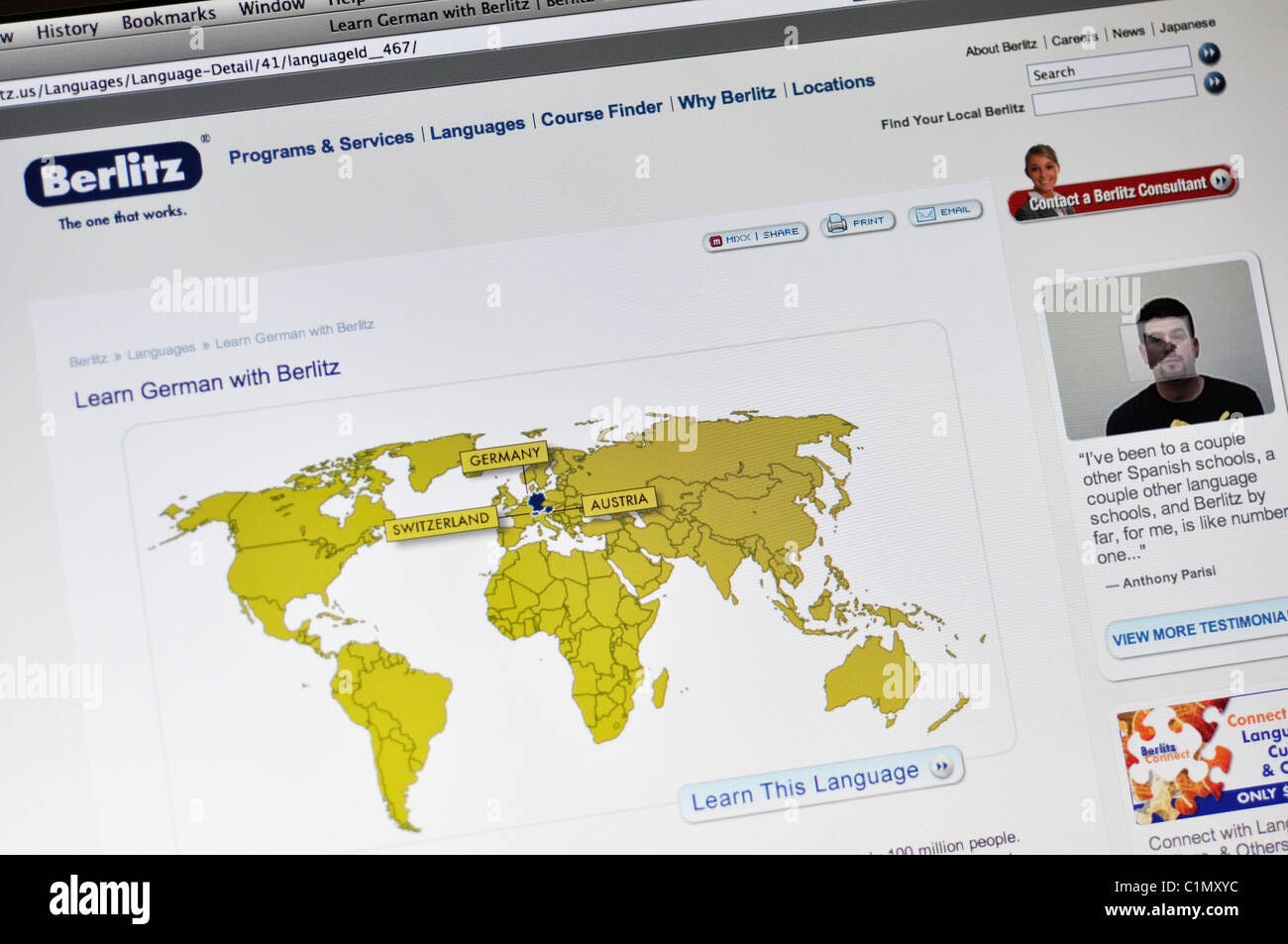 Berlitz website - German language learning site Stock Photo - Alamy