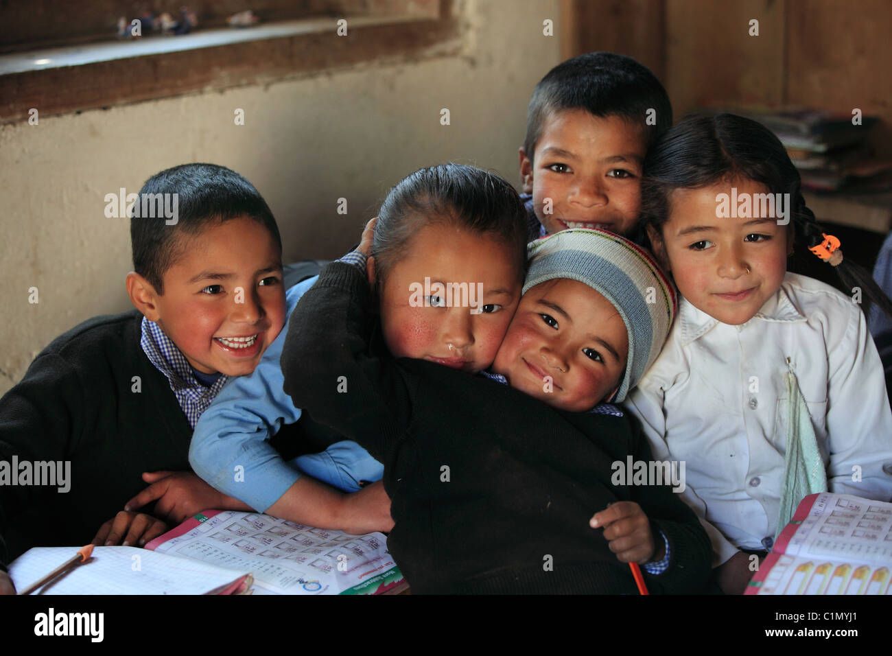 Nepali School kid or kids in Nepal Himalaya Stock Photo - Alamy