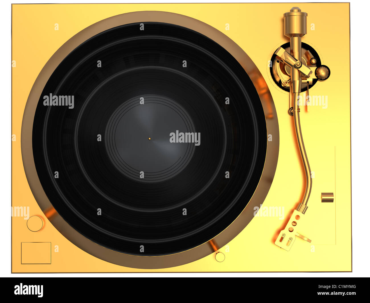 3D rendering of golden turntable isolated on white background Stock ...