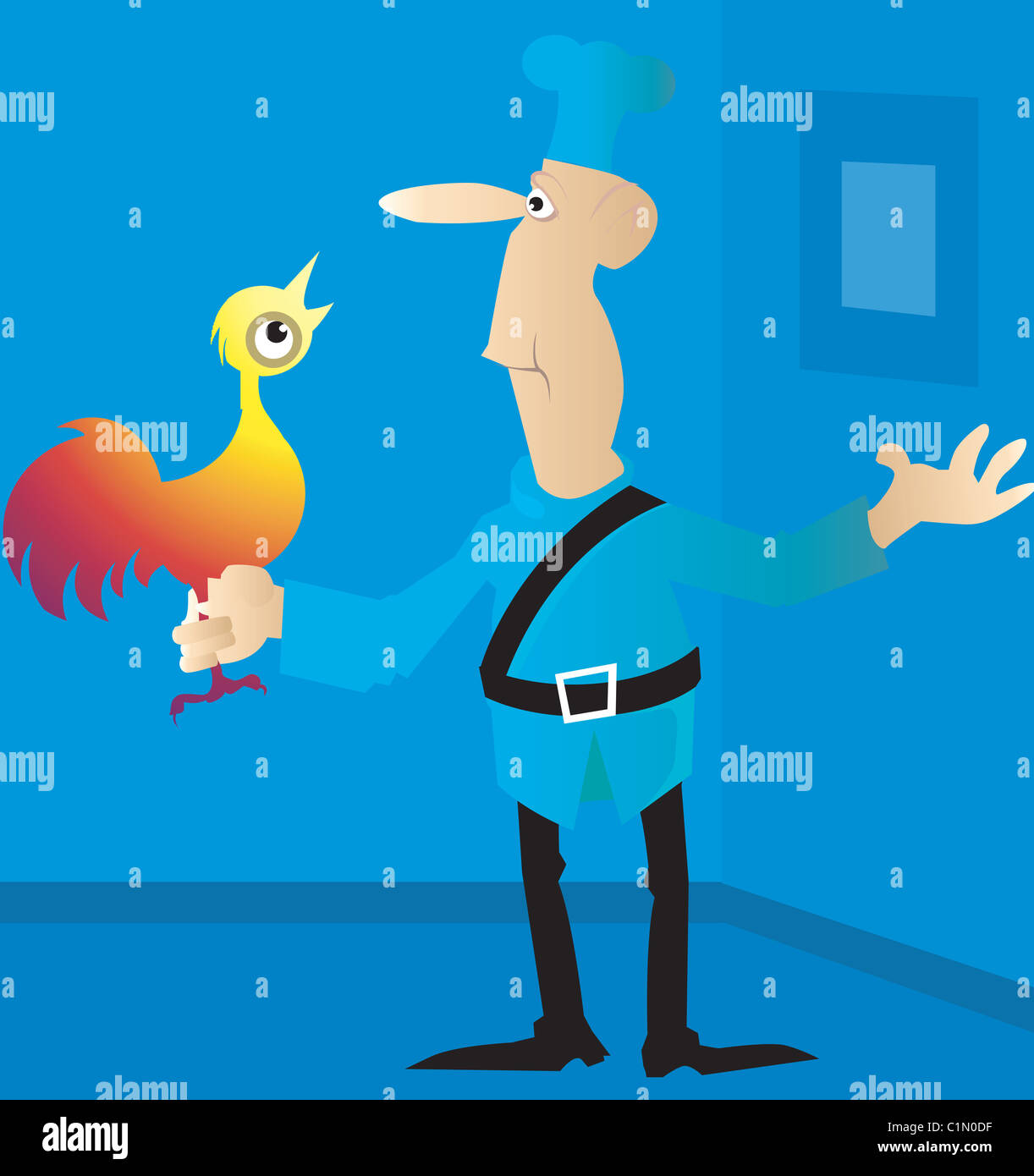 Chef and chicken Stock Photo - Alamy