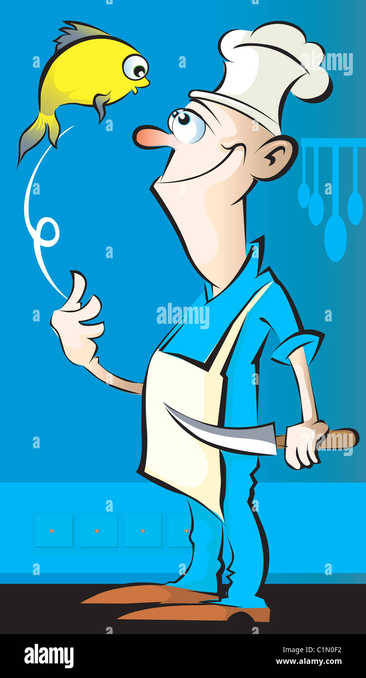 Chef and fish Stock Photo - Alamy