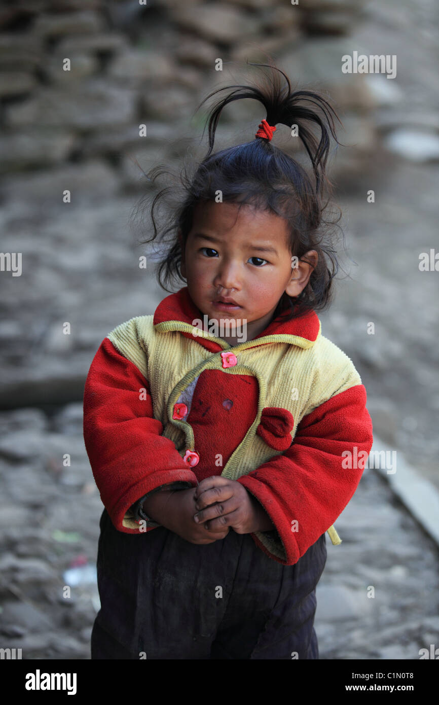 Nepali girl in a Himalaya Nepal Stock Photo - Alamy