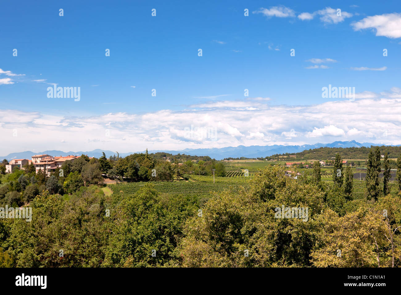 View of Northern Italy at hot summer day. Horizontal shot Stock Photo ...
