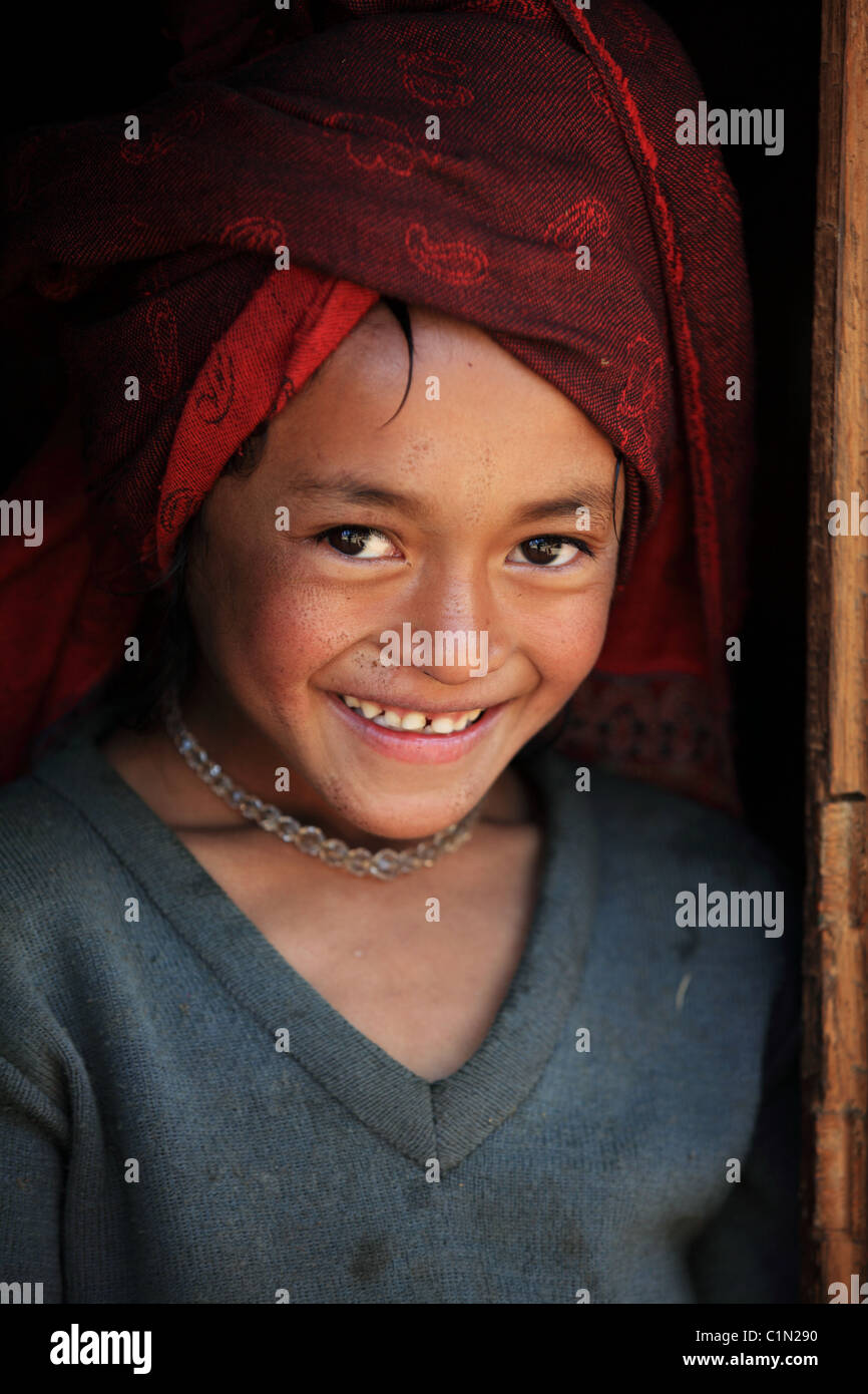 Nepali girl in a Himalaya Nepal Stock Photo - Alamy