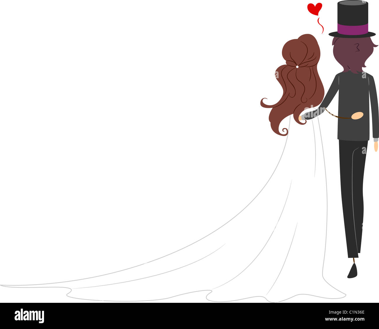 Back view illustration bride groom hi-res stock photography and images ...