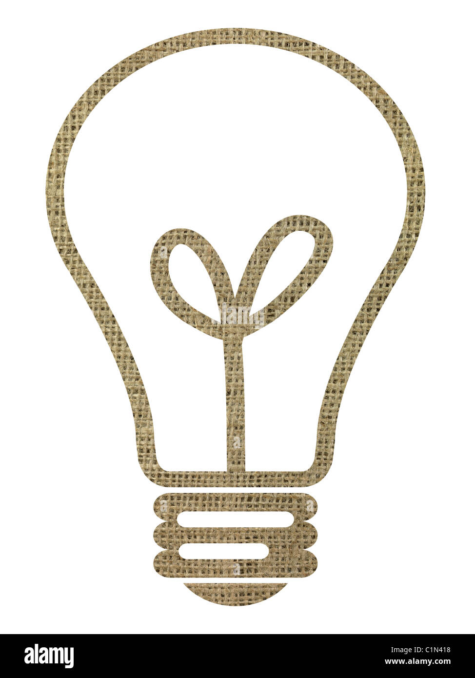 An abstract illustration image of a light globe cutout from hessian ...