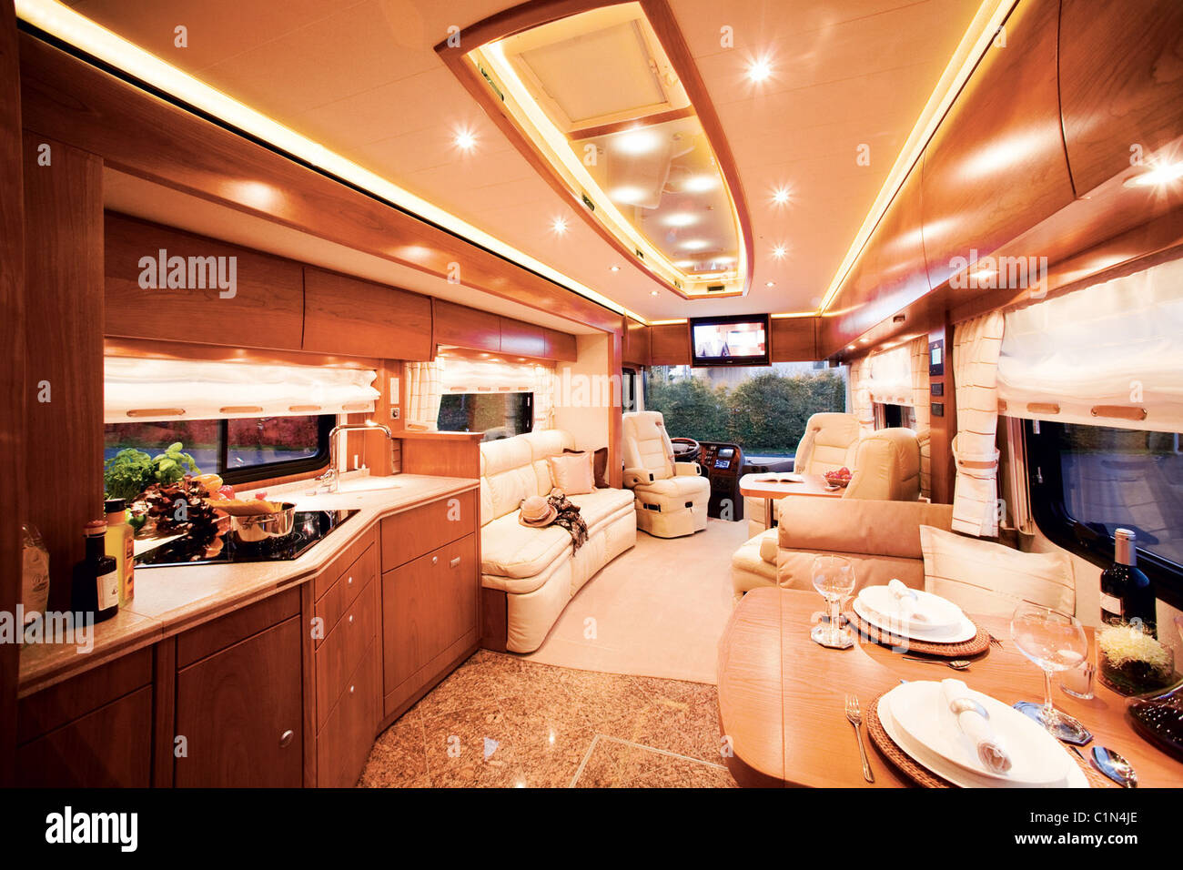Luxury on the open road This luxury motorhome has everything a house ...
