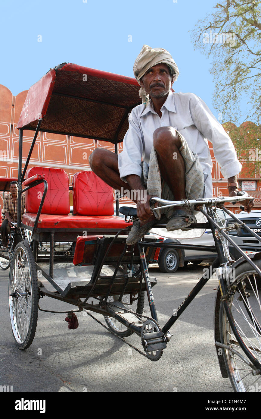 India, Rajasthan State, Jaipur, rickshaw driver Stock Photo - Alamy