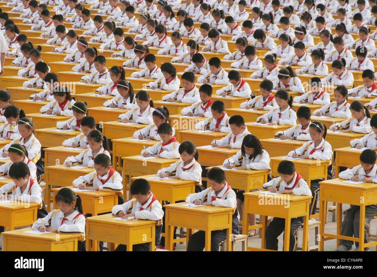 World's largest classroom A sea of school pupils take part in a writing ...