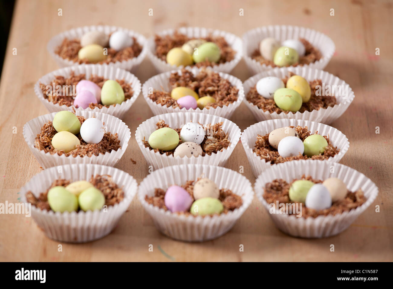 Easter nest cupcakes made with shredded wheat, syrup, chocolate and ...