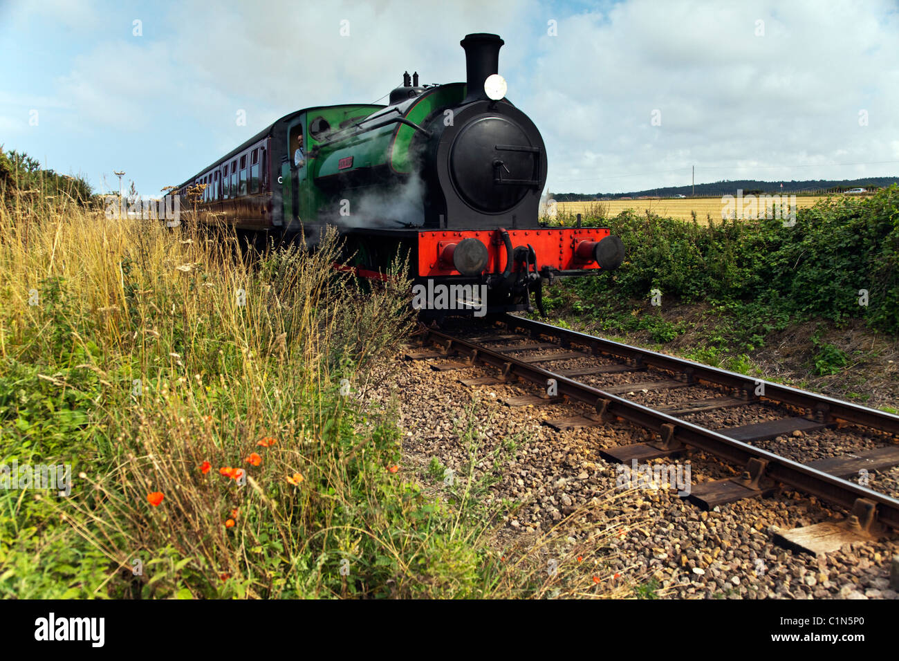 Poppy line steam train from Sheringham to Holt in Norfolk East Anglia ...