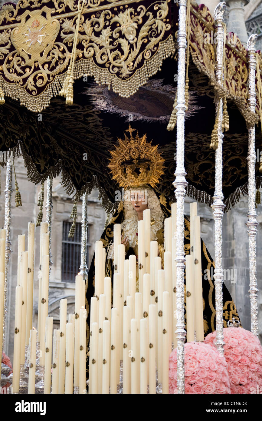 Statue figure of Mary Mother of Jesus on float / carriage taking part ...
