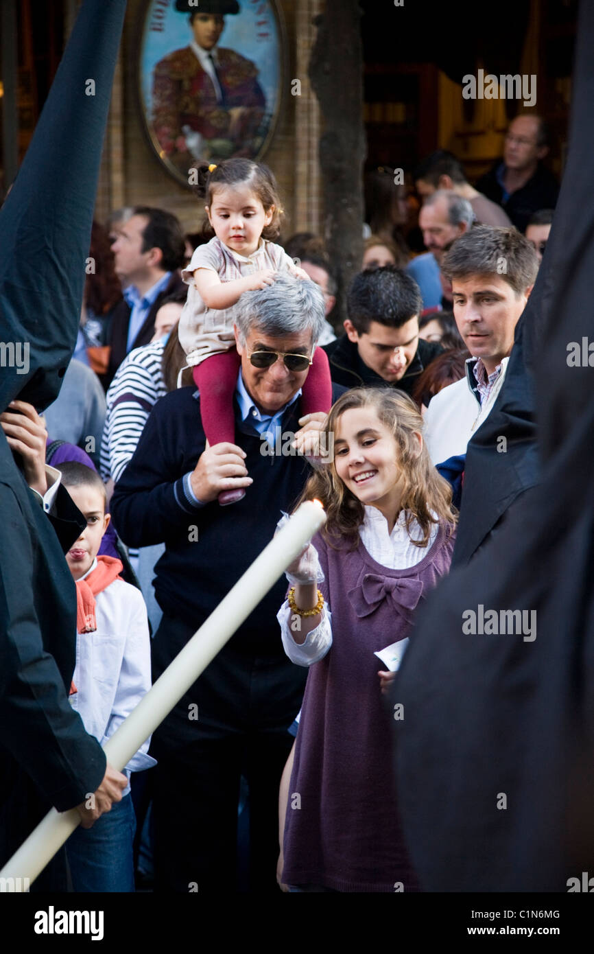 Church member penitent processing in Semana Santa Easter Holy week ...