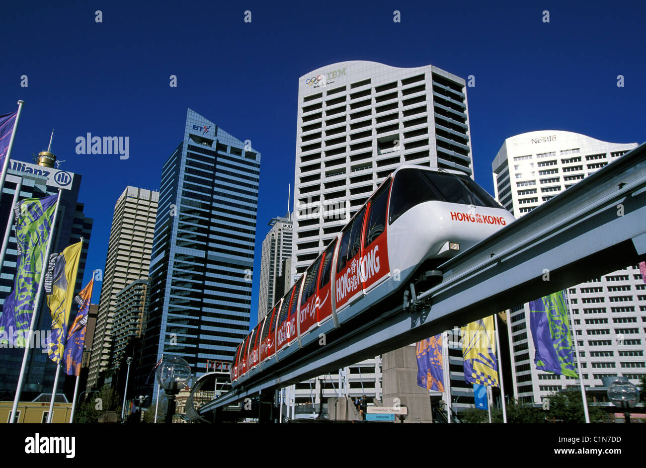Australia, New South Wales, Sydney, Darling Harbour, monorail Stock ...