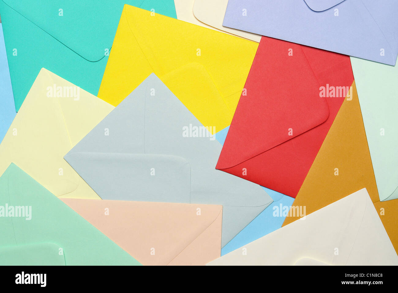 Background of envelopes in various colors Stock Photo - Alamy
