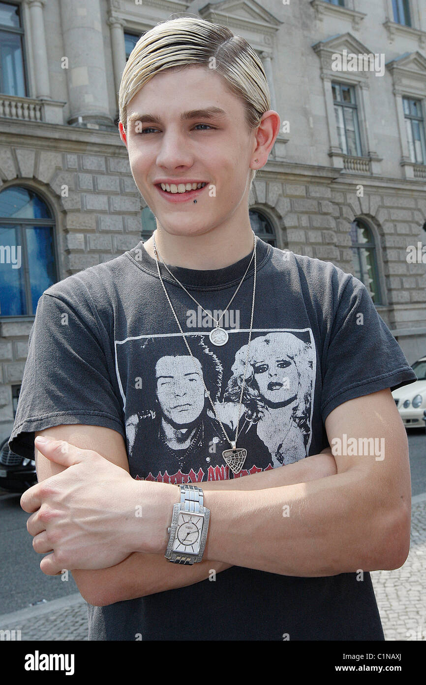 Luke Worrell outside the fashion tent at Bebelplatz Mercedes Benz ...