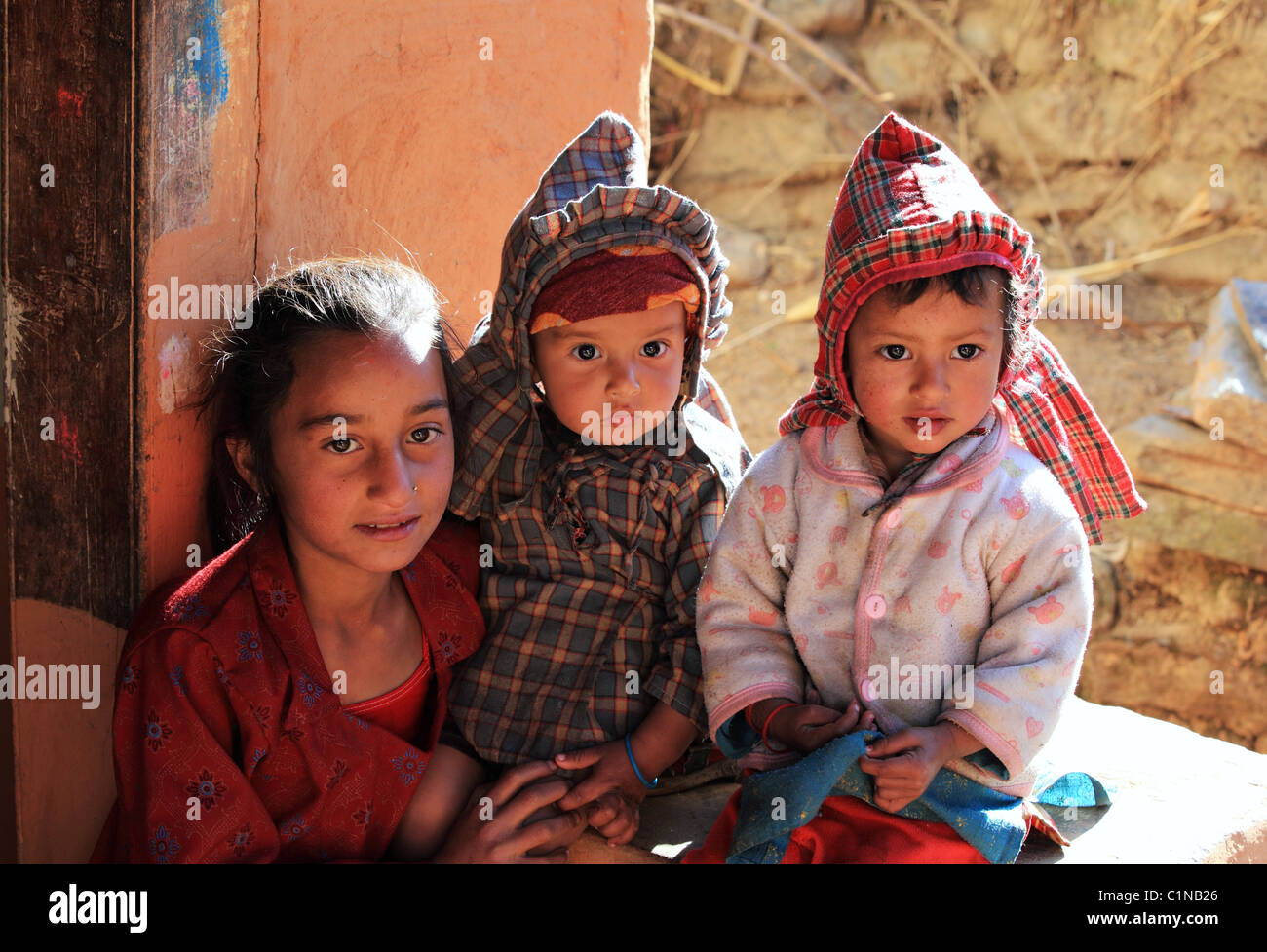 Nepali kids Nepal Himalaya Stock Photo - Alamy