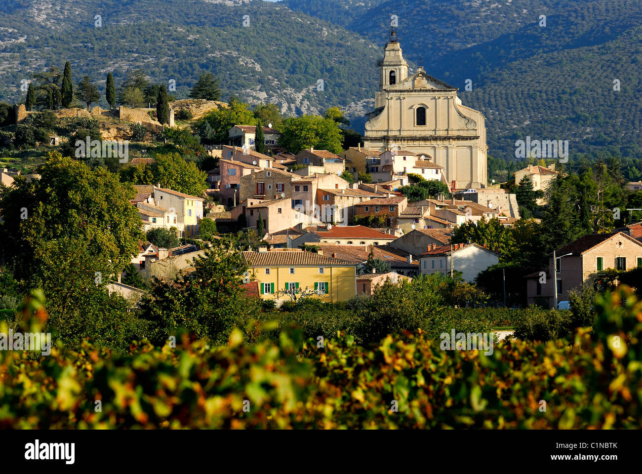 France, Vaucluse, village of Bedoin at the bottom of Mount Ventoux ...