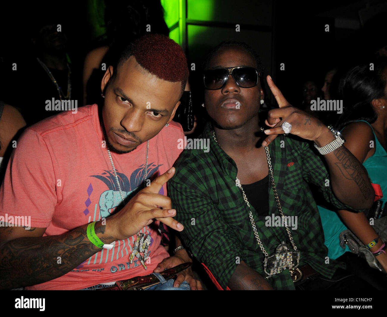 Rapper Mayne Zane and Ace Hood at Club Fifth on South Beach celebrating ...