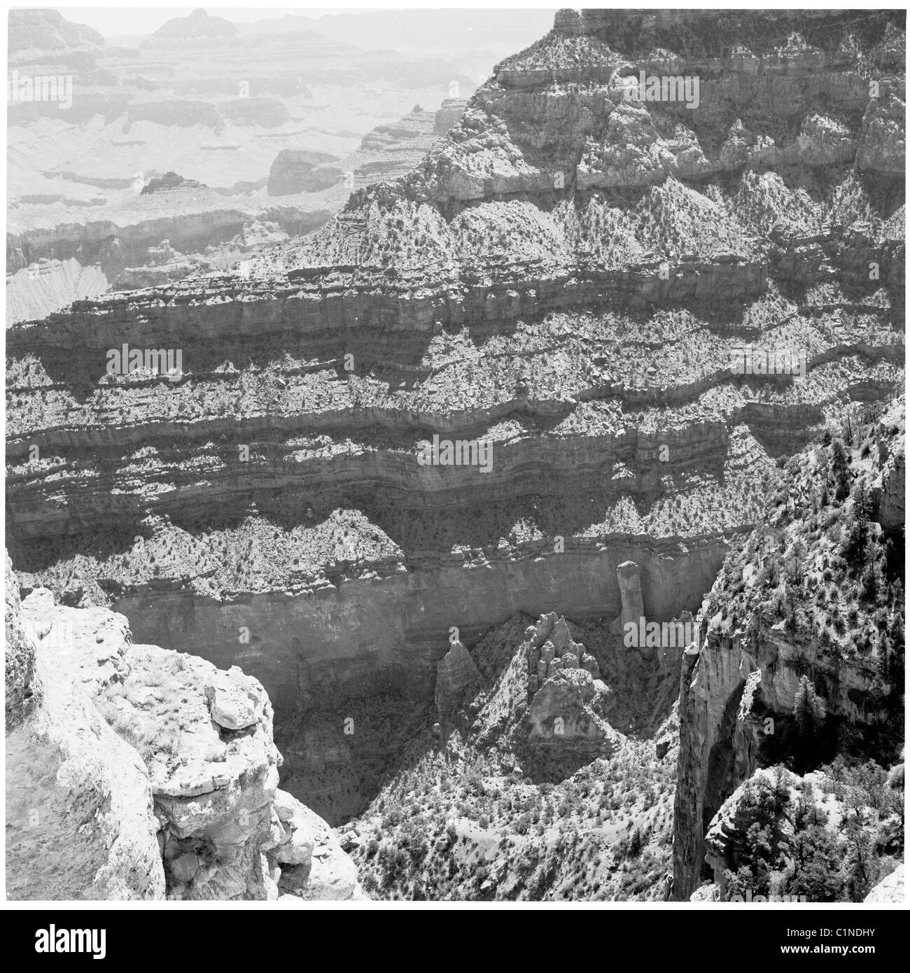 America, 1950s. Ariel view of canyons near the Grand Canyon, a steep ...