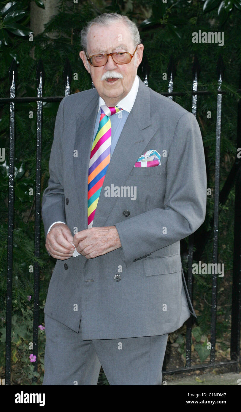 Alan Whicker, arrive at Sir David Frost's annual summer garden party in ...