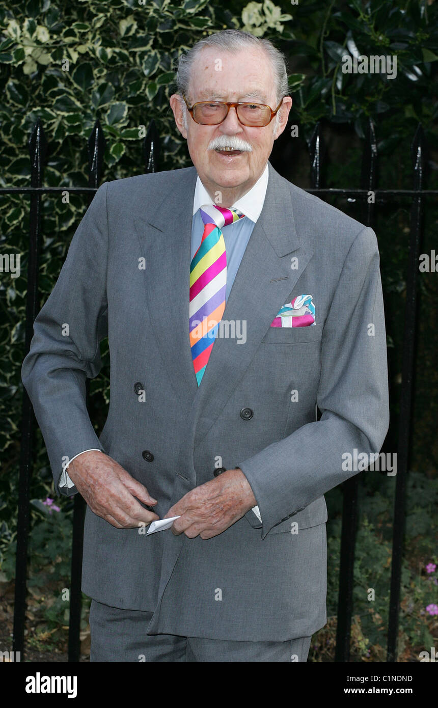 Alan Whicker, arrive at Sir David Frost's annual summer garden party in ...