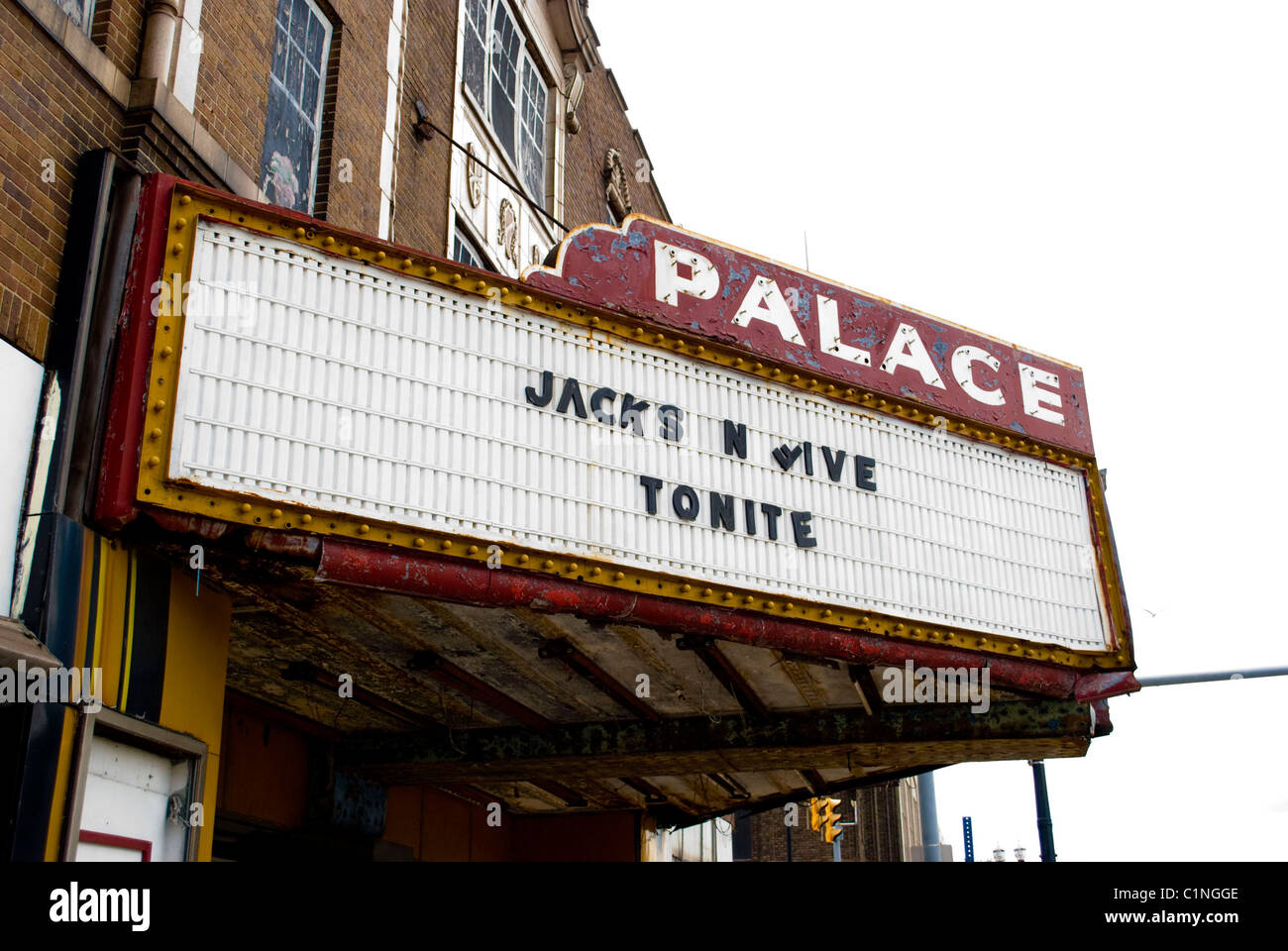 The Palace Theater marquee with a sign reading 'Jackson 5 Tonight' with ...