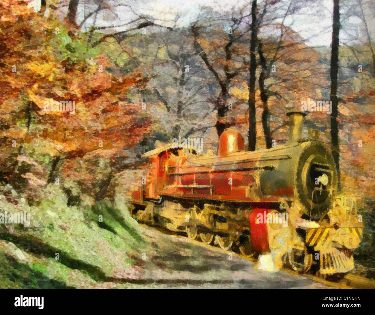 Steam train painting hi-res stock photography and images - Alamy