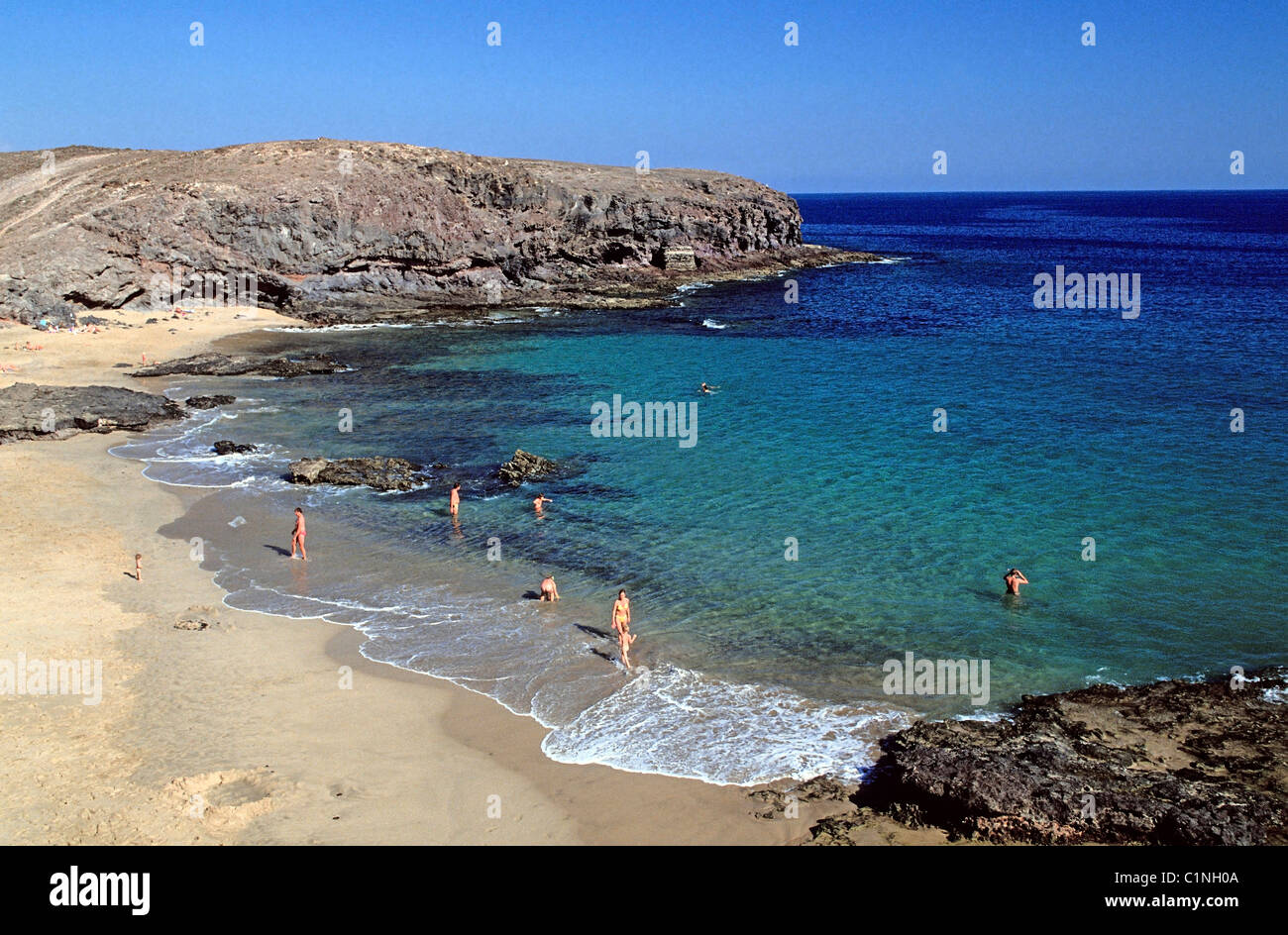 Spain, Canary Islands, Lanzarote Island, The Papagayo beach Stock Photo ...