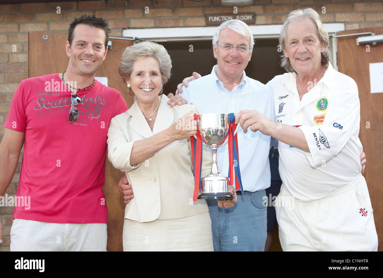 James Major, Dame Norma Major and Sir John Major with David English ...