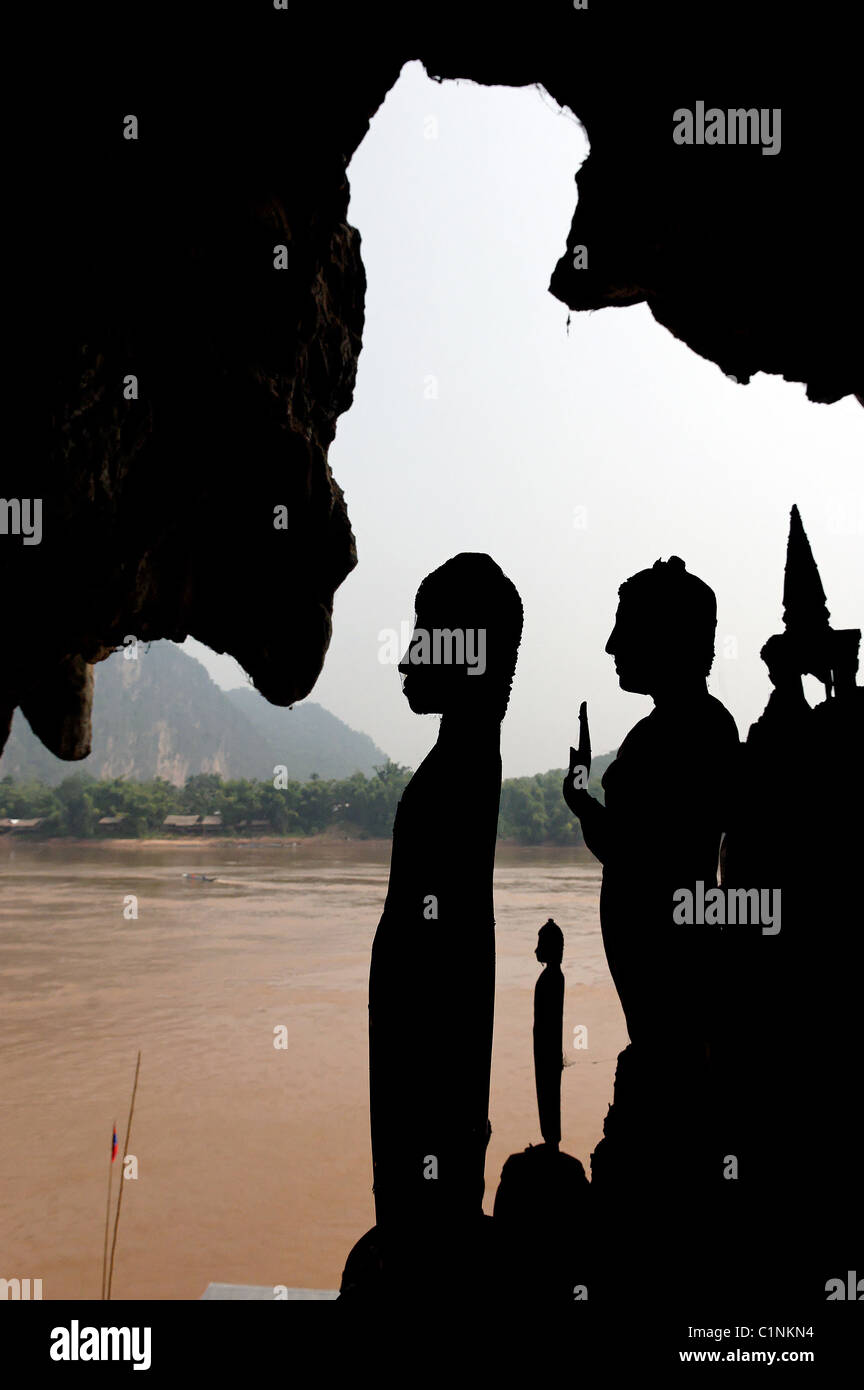 Laos, Luang Prabang province, the Pak Ou caves on the Mekong bank ...