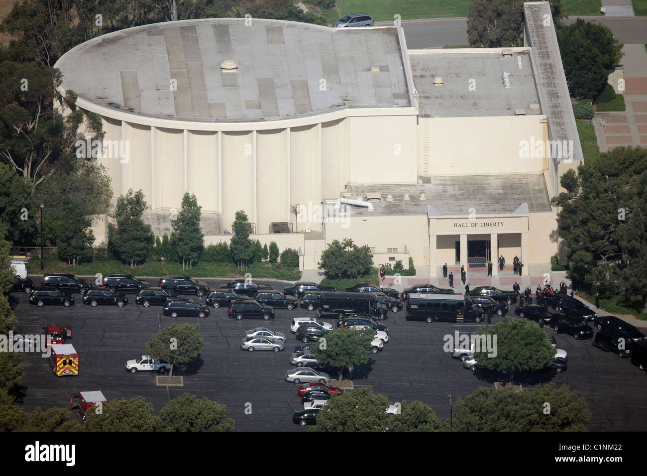Aerial view of the funeral of the King of Pop, Michael Jackson, at ...