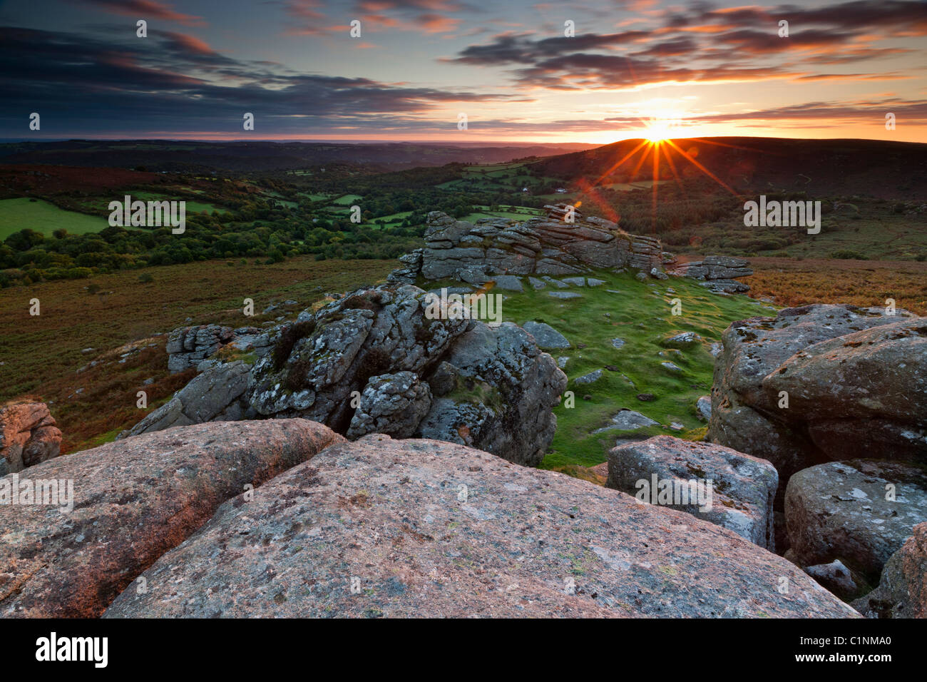 View from Hound Tor towards Watern Tor. Dartmoor National Park. Devon ...