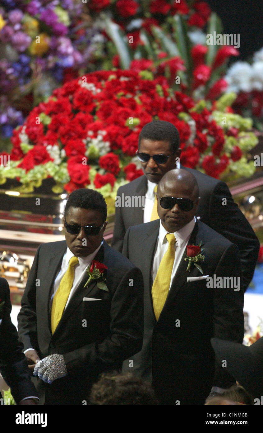 Jackson brothers (R-L); Tito, Randy and Marlon serve as Pall Bearers ...