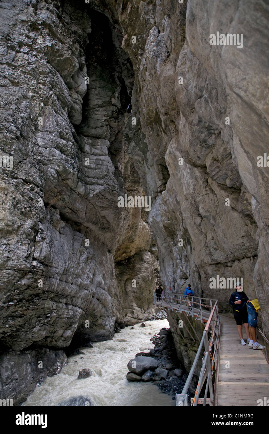 The impressive Gletscherschlucht gorge near Grindelwald and Grund Stock ...