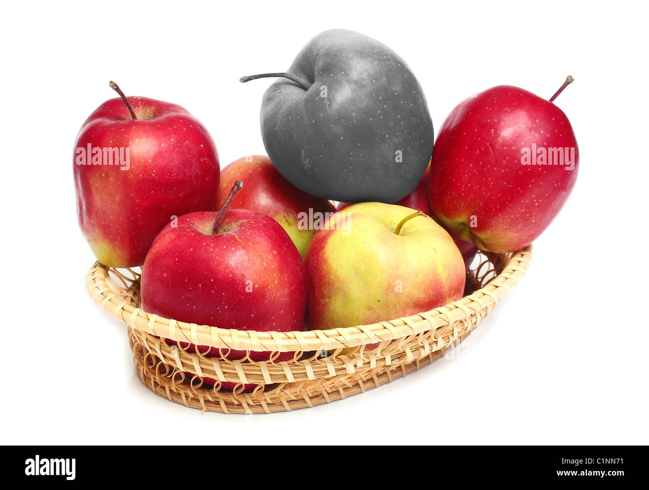 black and red apples isolated on white background Stock Photo - Alamy