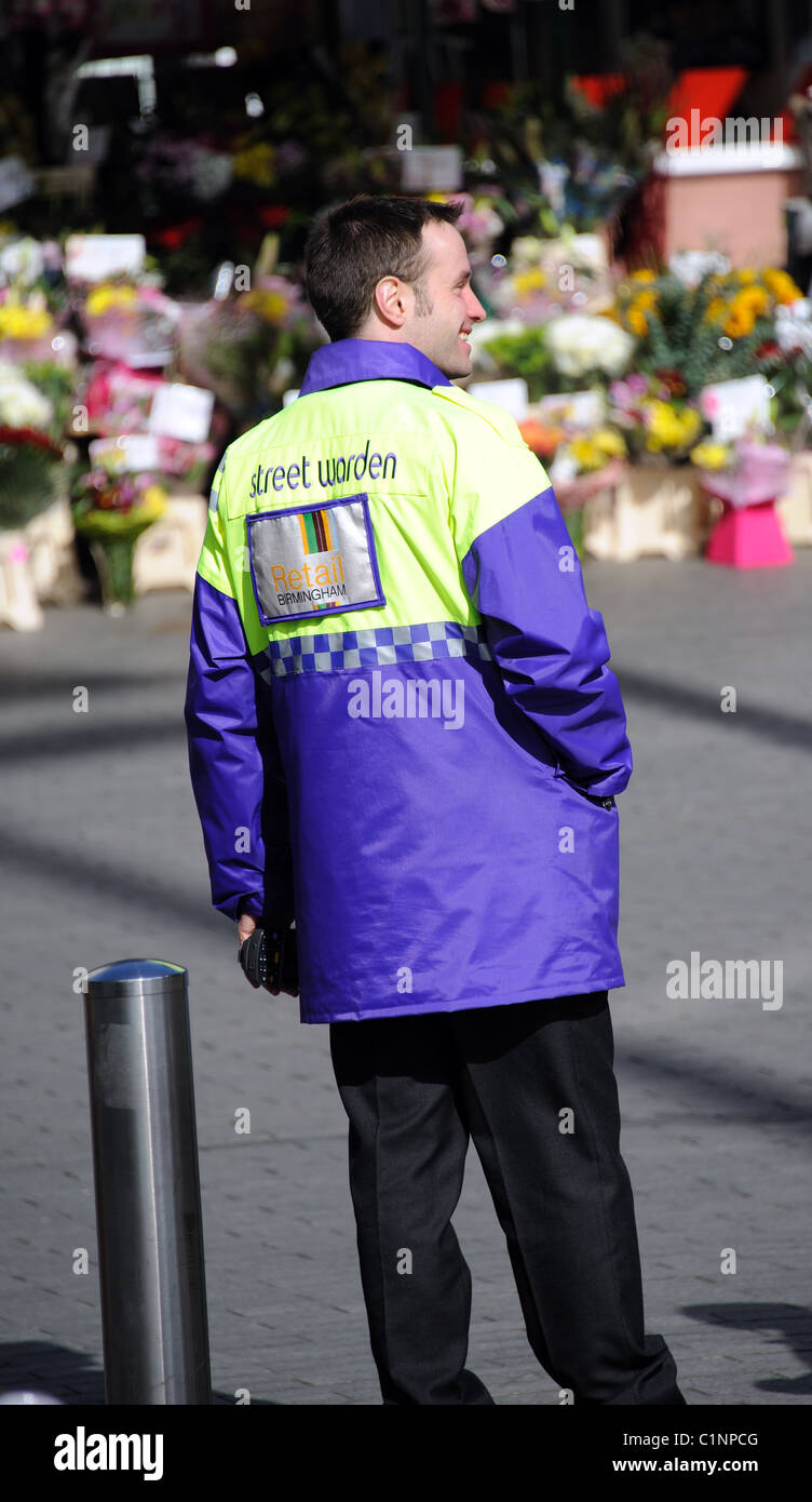 Male street warden on patrol in Birmingham Bullring shopping centre ...