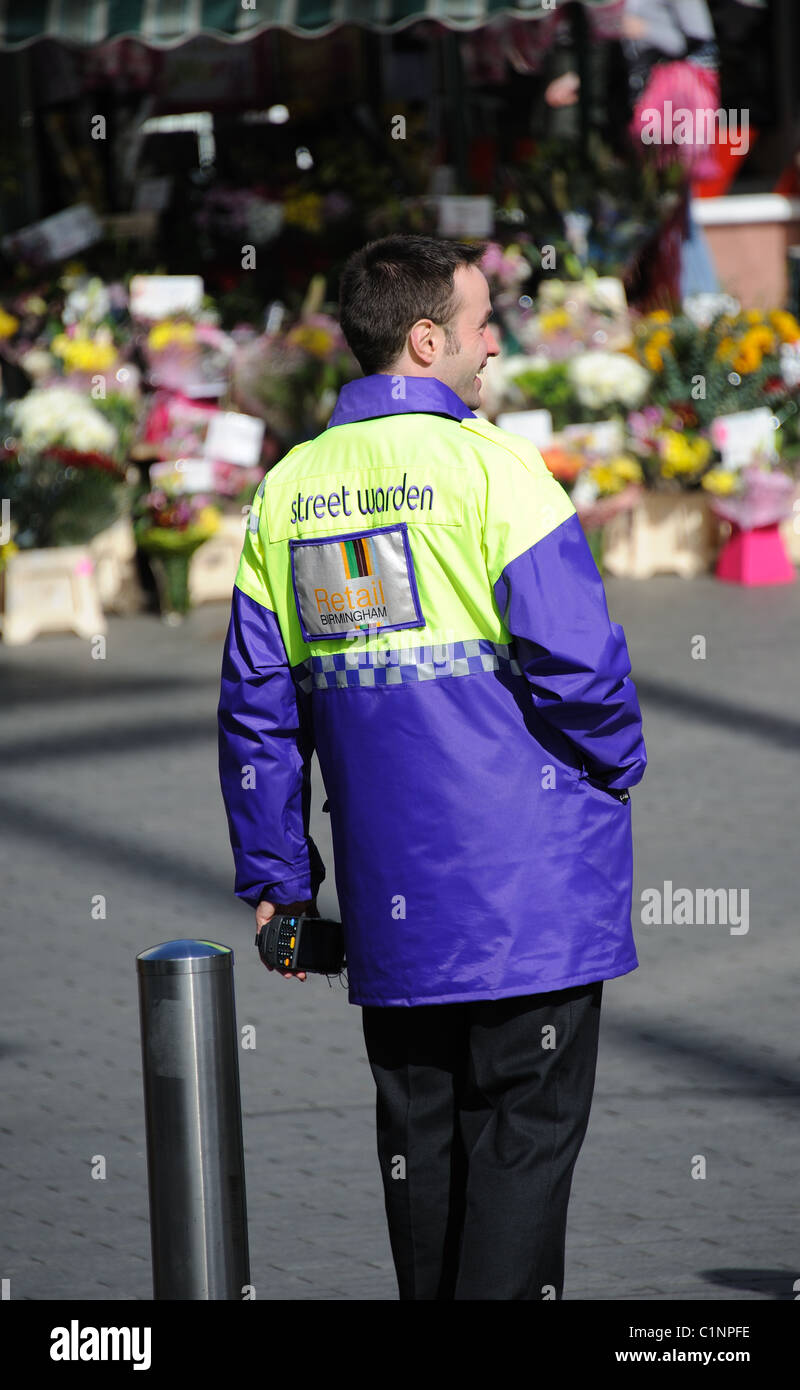 Male street warden on patrol in Birmingham Bullring shopping centre ...