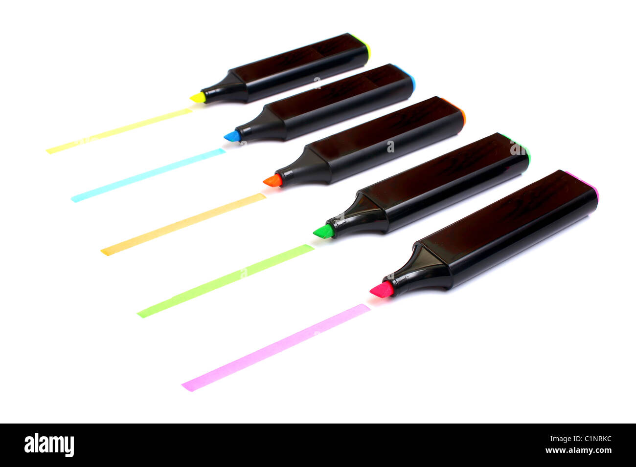 colors plastic markers isolated on white background Stock Photo - Alamy