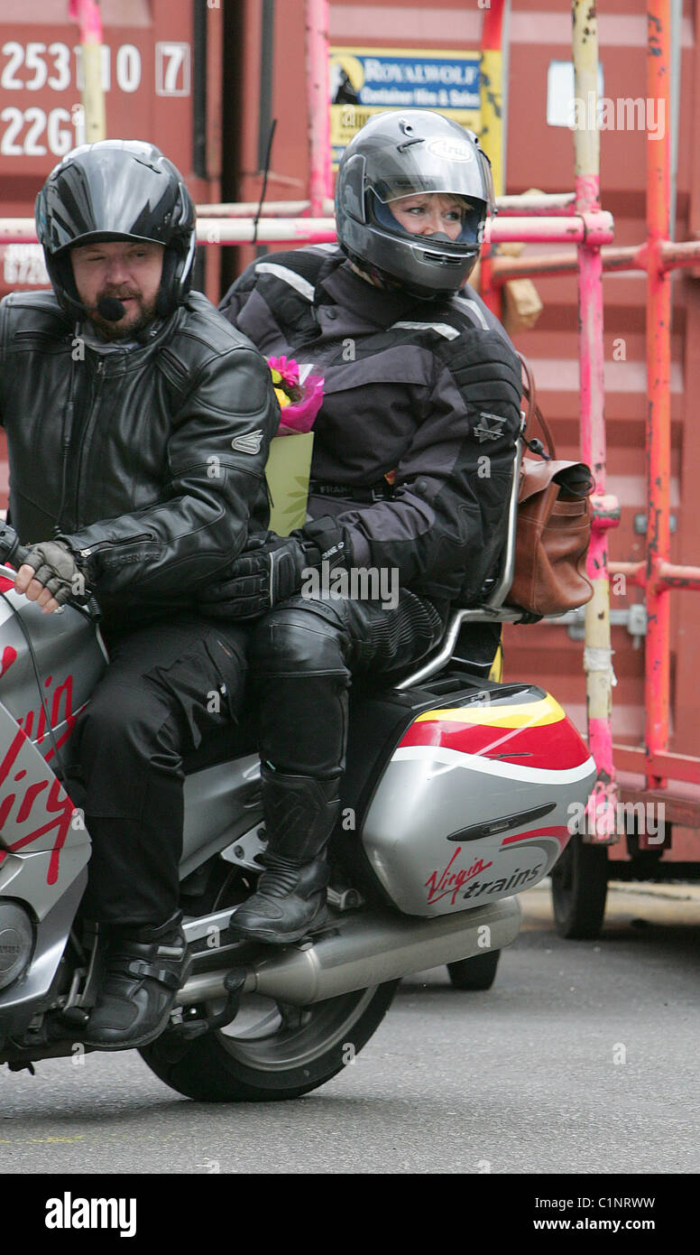 Fern Britton leaving ITV studios on a Virgin 'limobike' after ...