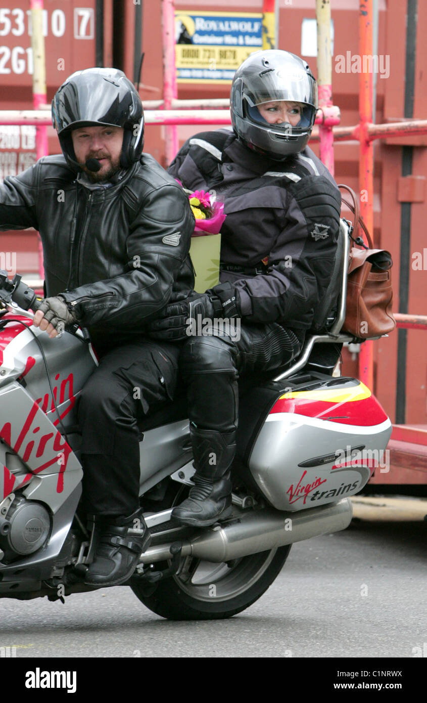 Fern Britton leaving ITV studios on a Virgin 'limobike' after ...