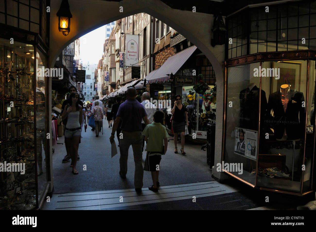 Under the archway leading into the Tudor styled street, London Court in ...