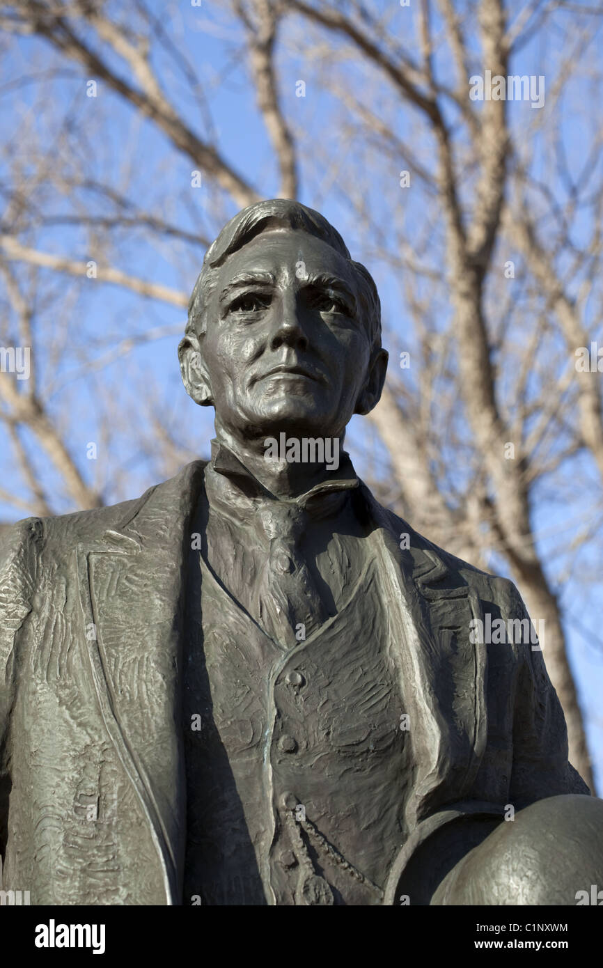Close-up of a bronze statue of the North Dakota, Democratic political ...
