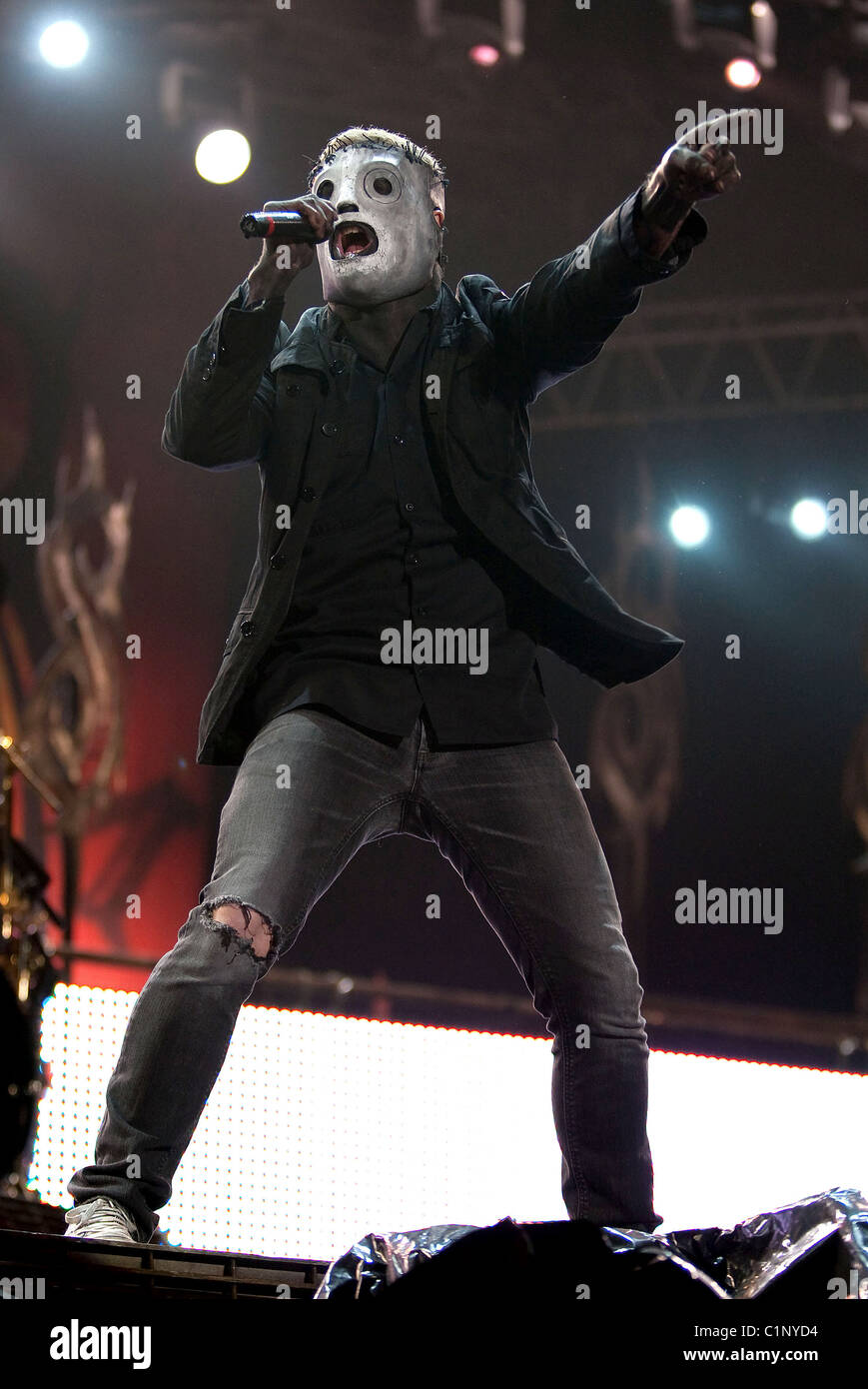 US metal band Slipknot's singer Corey Taylor performing live at Optimus Alive 2009 - Day 1 ...
