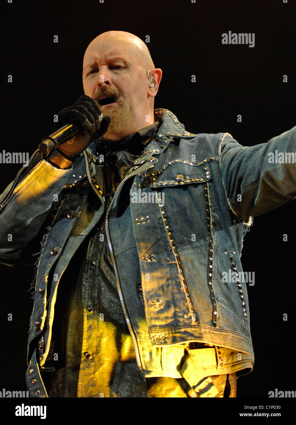 Rob Halford of Judas Priest performing live at the Molson Amphitheatre ...
