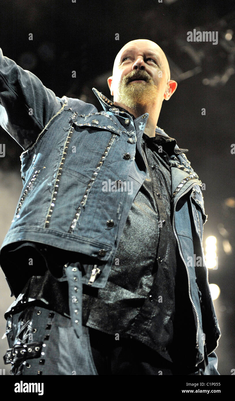 Rob Halford of Judas Priest performing live at the Molson Amphitheatre ...