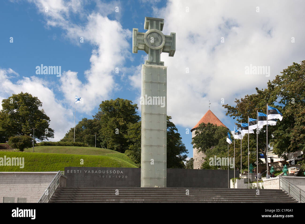 Modern Monument to the War of Independence with Flags in Tallinn ...