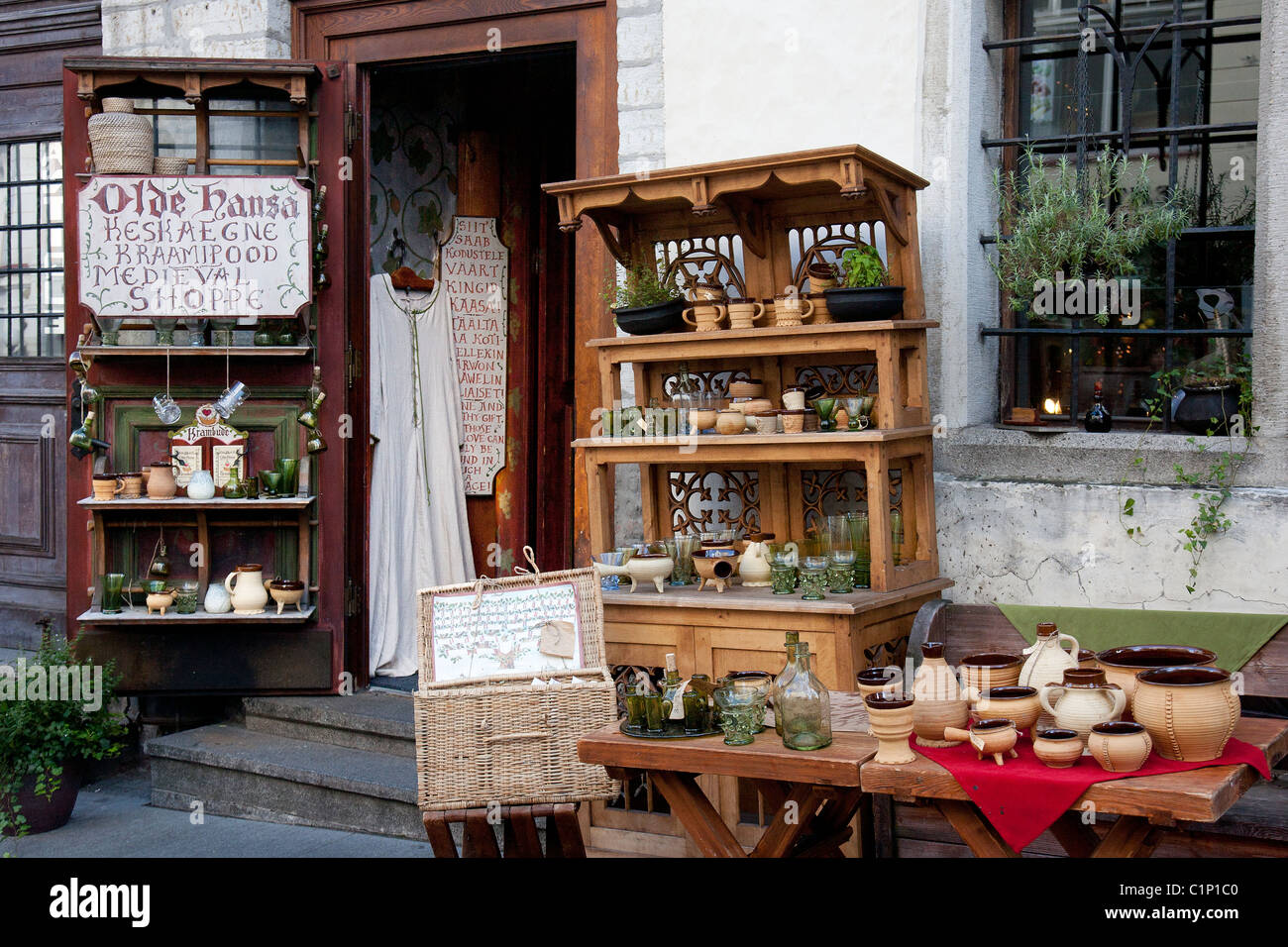 Handmade Gifts and Street Sale in Old Medieval Tallinn, Estonia Stock ...