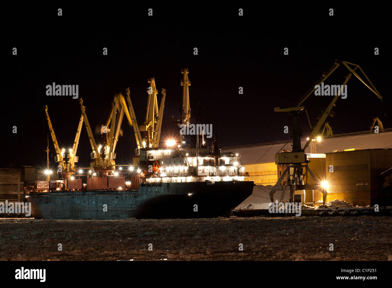 Cargo ship at sea night hi-res stock photography and images - Alamy