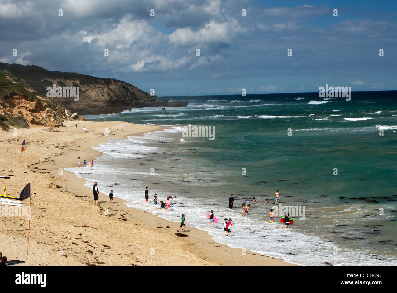 Beach with surfers Cape Schanck Australia Stock Photo - Alamy